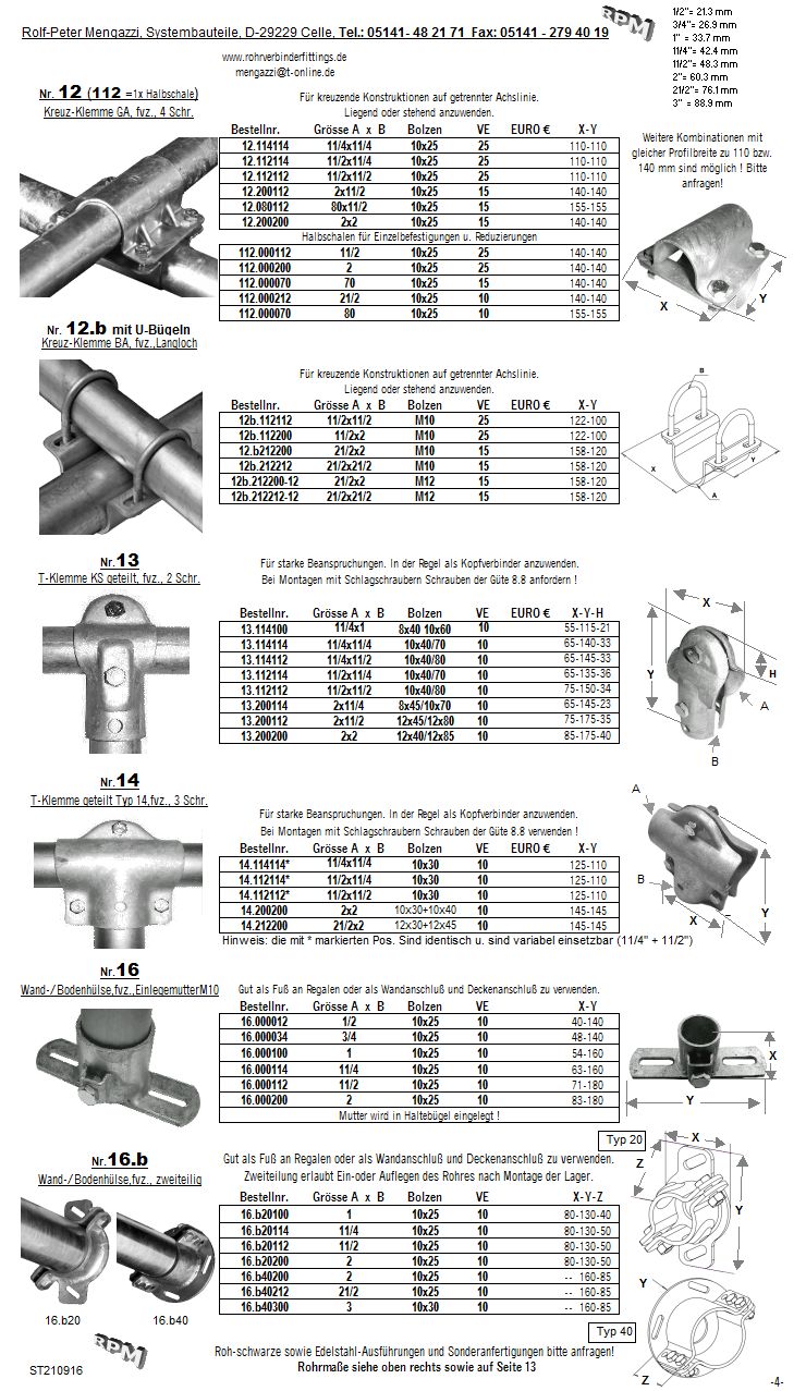 S.04 Rohrverbinder Rohrschellen Kreuzschelle T-Schelle Pfostenhalter